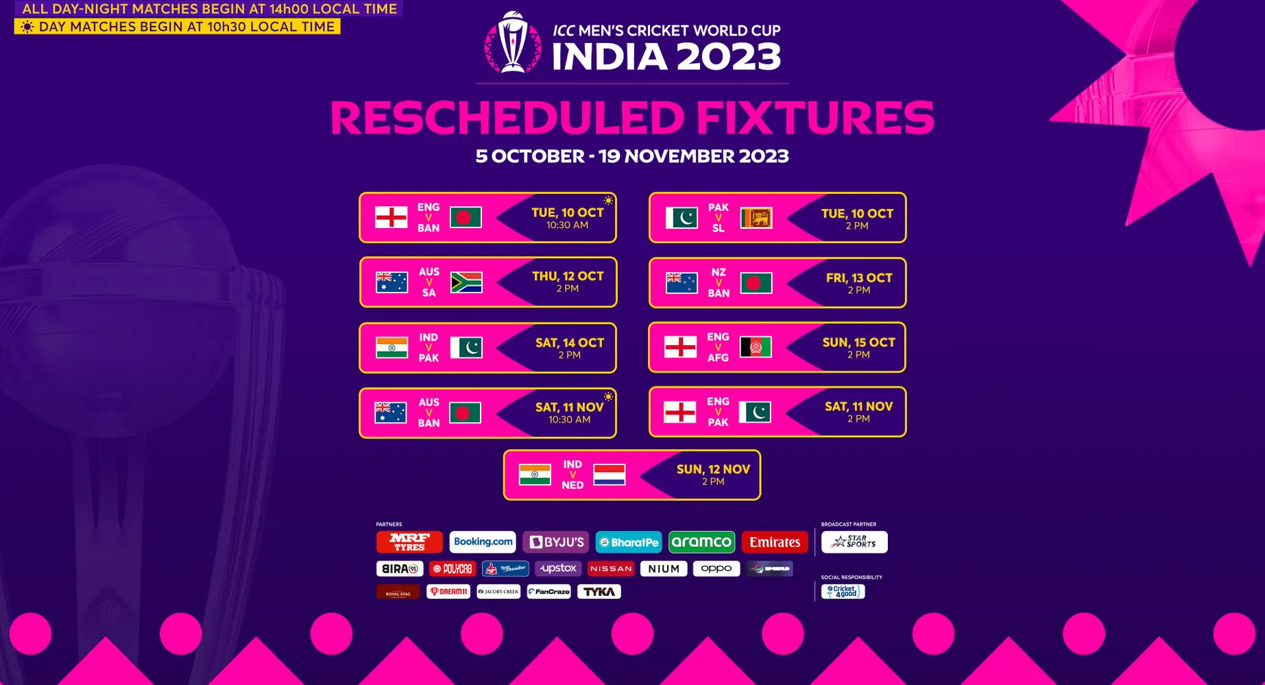 ICC Cricket World Cup 2023 Match Schedule Fixtures Download