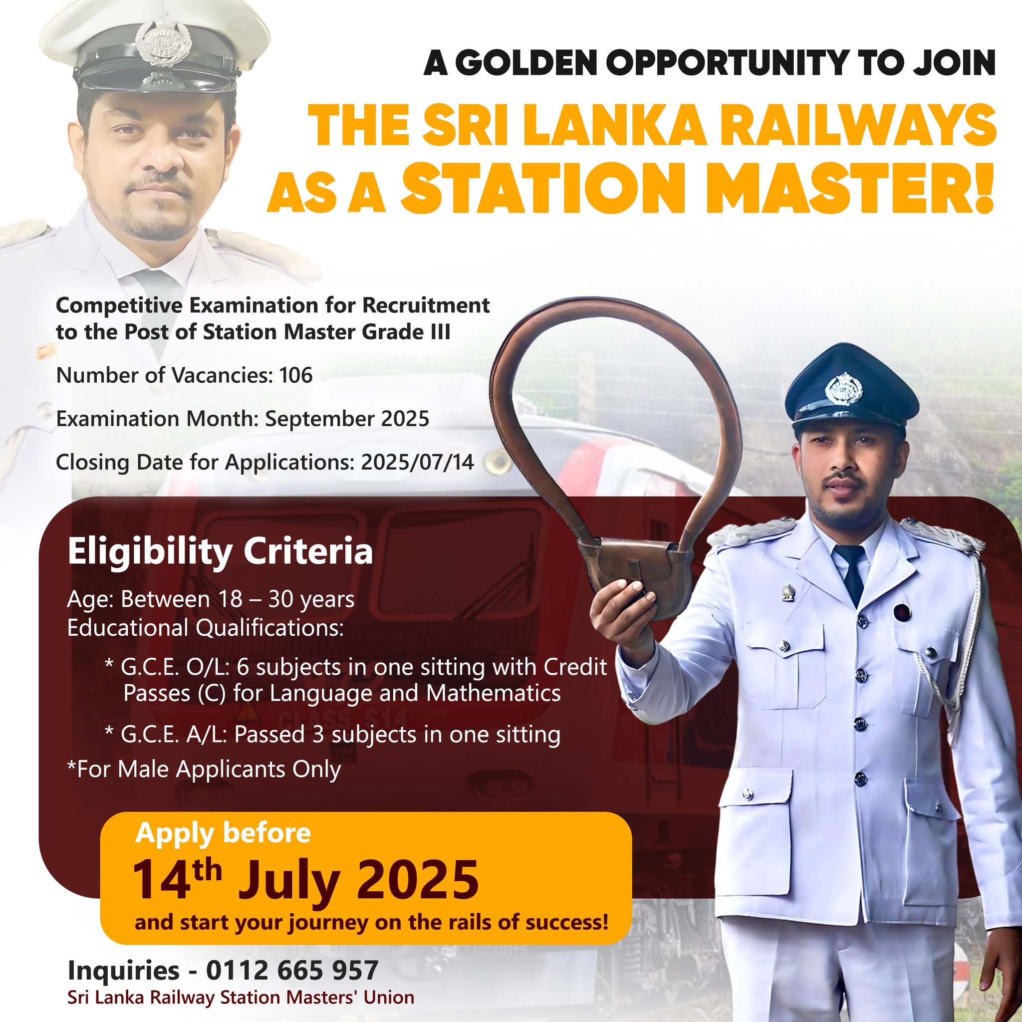 Station Master Vacancies (Open Exam) Application 2025 - Railway Department