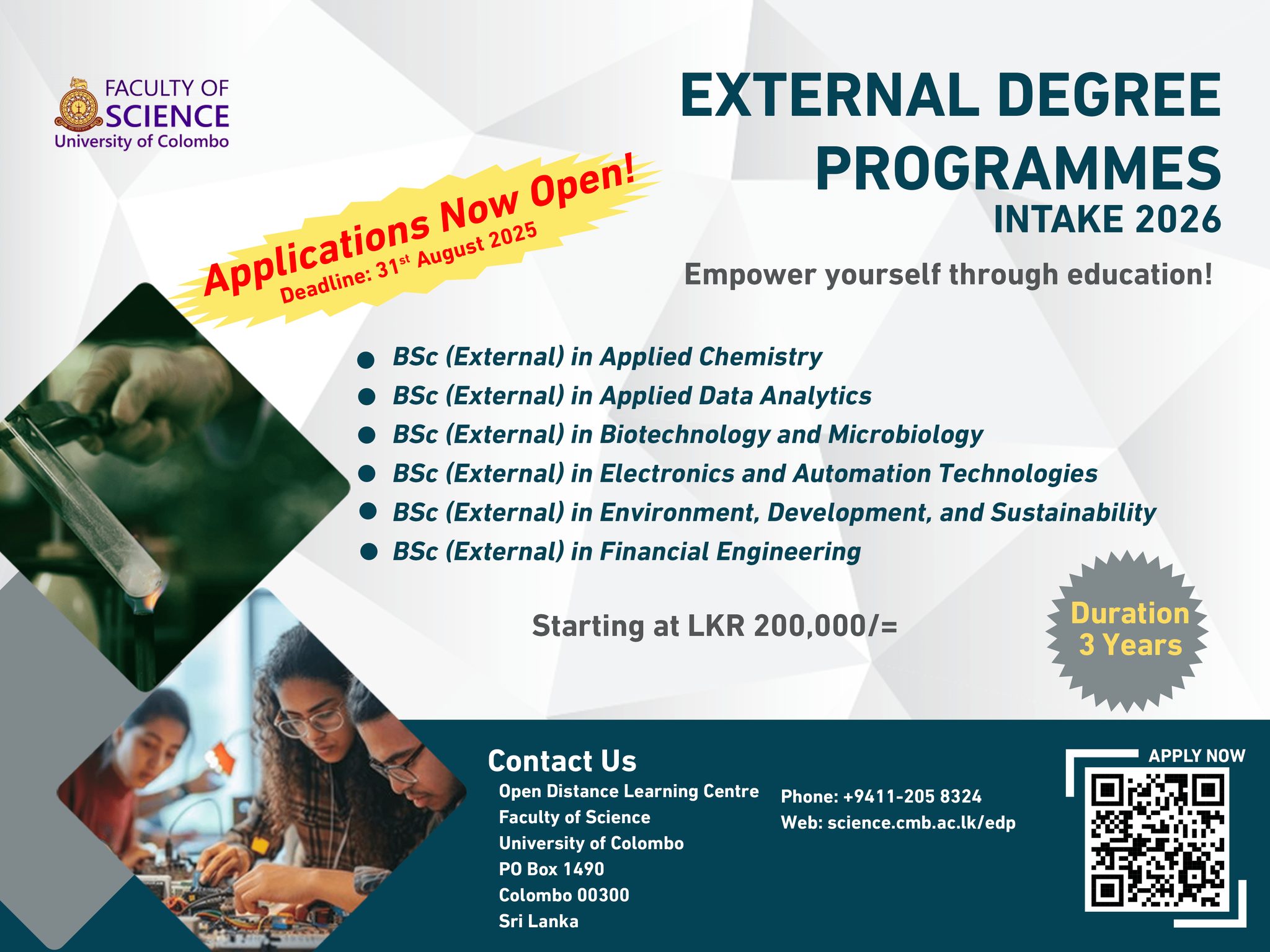 BSc External Degree Programmes 2025/2026 - University of Colombo